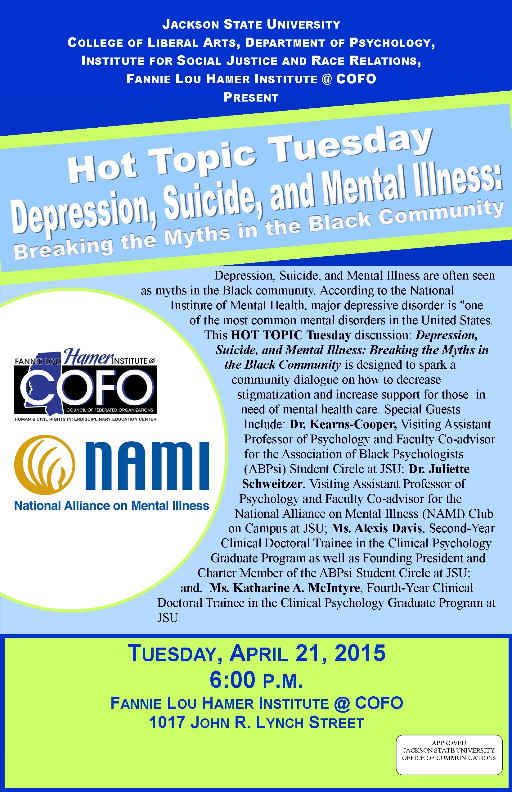 Hot Topic Tuesday: Depression, Suicide, and Mental Illness: Breaking ...