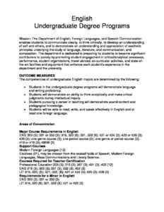 Major and Minor Course Requirements | English and Modern Languages ...