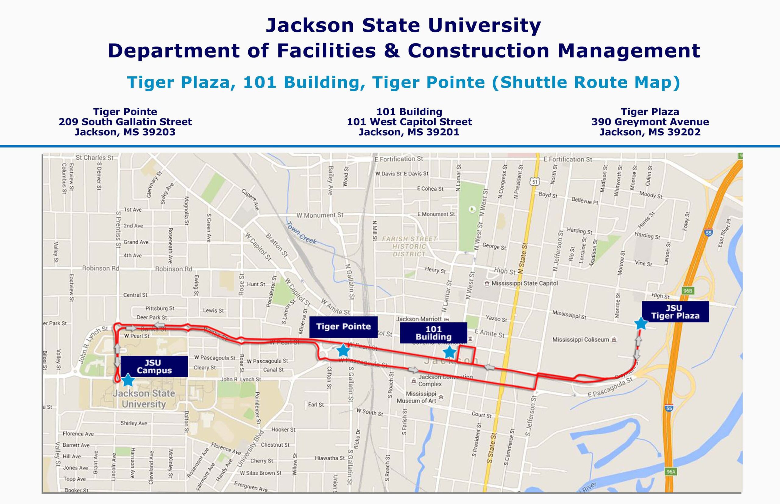 Tiger Plaza, 101 Building, Tiger Pointe Shuttle Route - Department of ...
